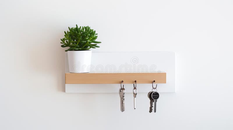Modern Minimalist Key Holder on White Background Setting Stock ...