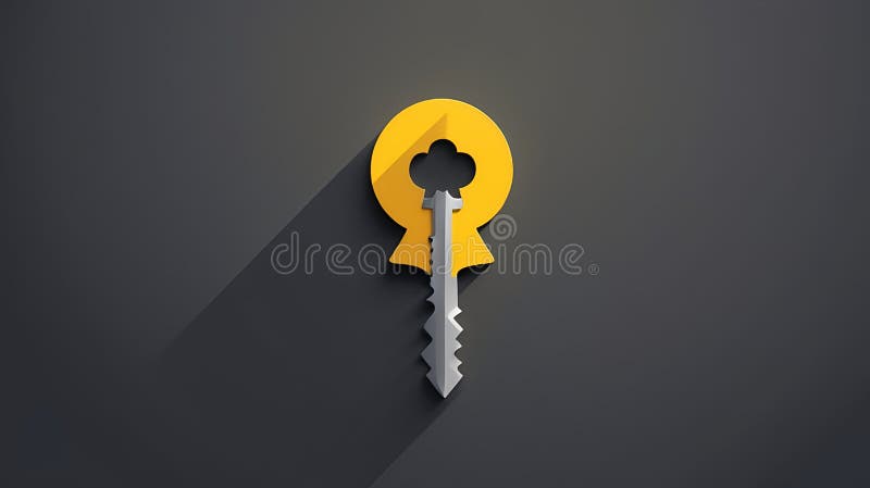 Modern Key Illustration on Dark Background with Long Shadow Stock ...
