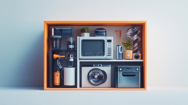 Modern Kitchen Appliances and Gadgets Organized in a Stylish Display ...