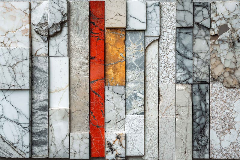 Modern Kitchen Backsplash of White Marble Slabs, Floor Tile, and ...