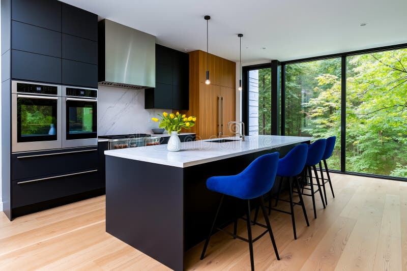 Blue Kitchen Modern Appliances View Nature Stock Photos - Free ...