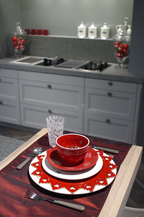 Modern Kitchen with Breakfast Table. Stock Photo - Image of indoors ...