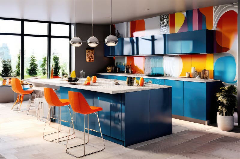 Modern Kitchen Bright Interior Design Stock Image - Image of aesthetic ...