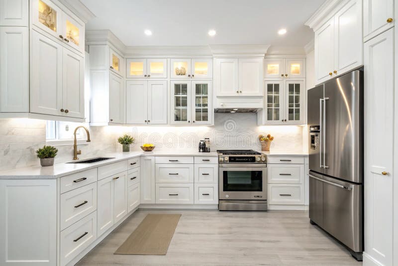 Modern Kitchen with Built-in Appliances and Cabinets Stock Illustration ...