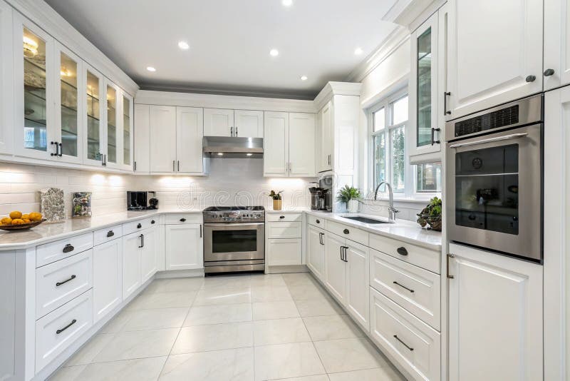 Modern Kitchen with Built-in Appliances and Cabinets Stock Illustration ...