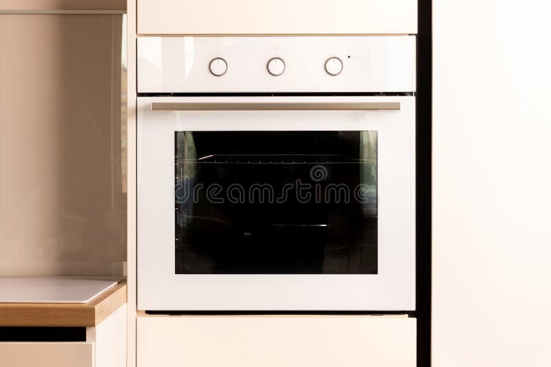 Modern Kitchen with Built-in Oven Stock Photo - Image of stove, bright ...