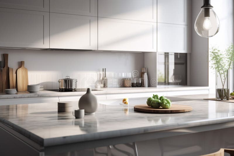 Modern Kitchen, Clean Interior Design Concept. Illustration. Generative ...