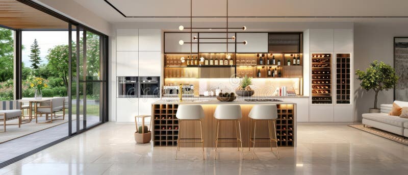 Modern Kitchen with Clean Lines, Warm Wood Tones, and Ample Natural ...