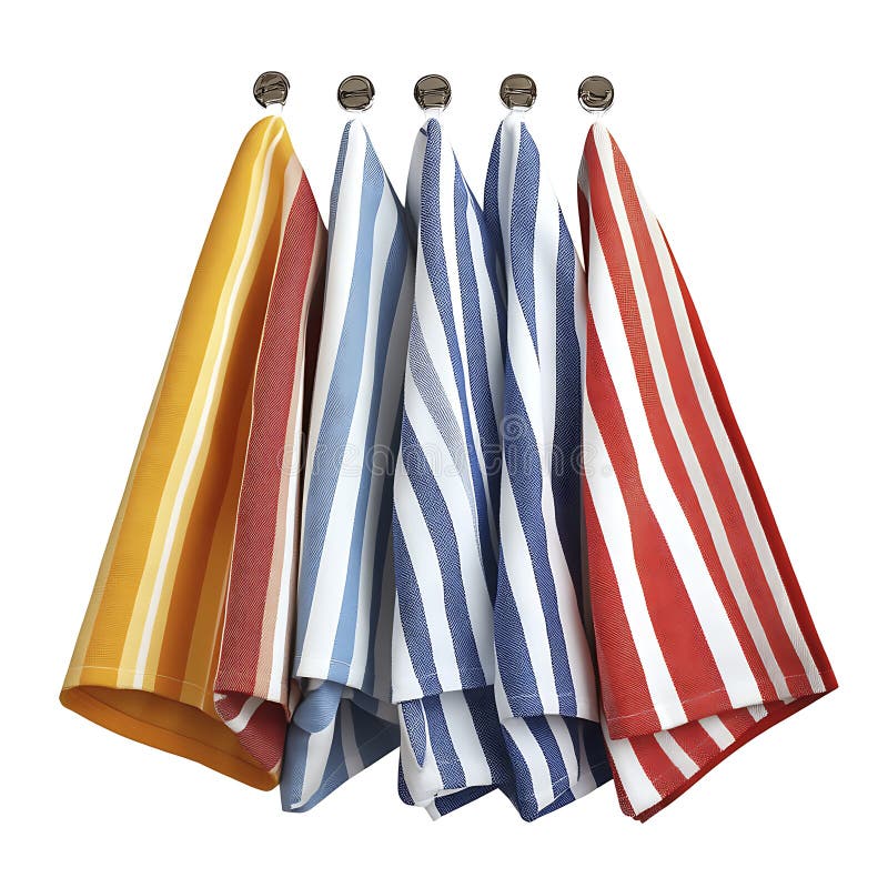 Modern Kitchen Cloth Set with Stripes Flat Lay on White Stock Image ...