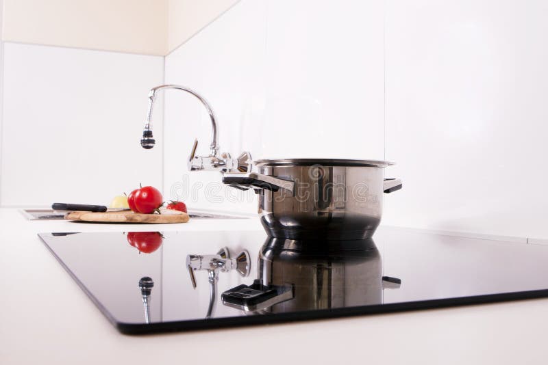 Modern Kitchen; Cook the Induction Cooker. Stock Photo - Image of ...