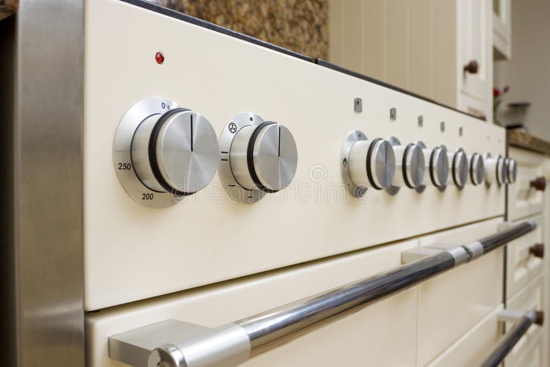 Modern kitchen cooker stock photo. Image of burner, cream - 9926734