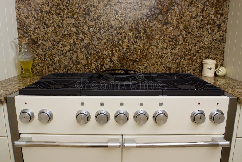 Cottage Style Kitchen Gas Cooking Range Stock Image - Image of modern ...