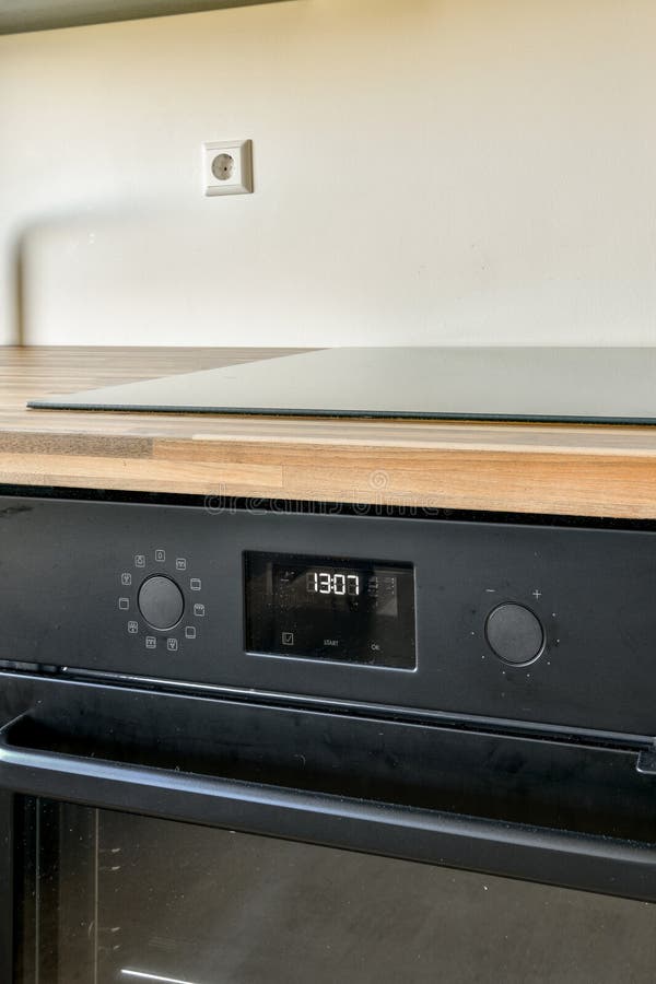 Modern Kitchen Cooktop with Digital Display Stock Image - Image of ...