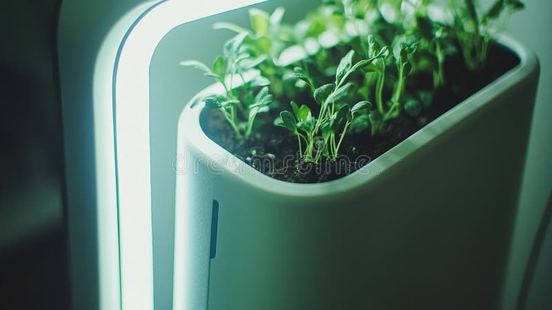Modern Kitchen Counter Features an Indoor Herb Garden Illuminated by ...