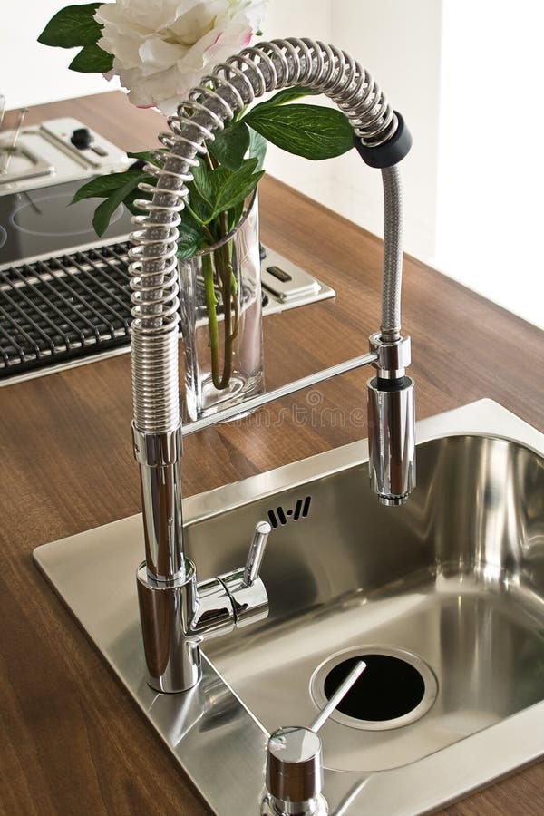 Modern Kitchen Counter and Sink Stock Photo - Image of luxurious, daisy ...