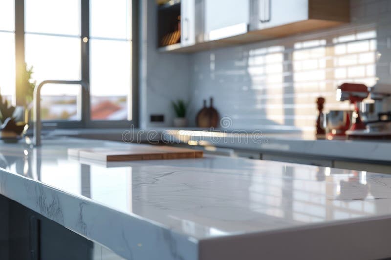 Modern Kitchen Counter with Sink and View of Outside. Ideal for Home ...