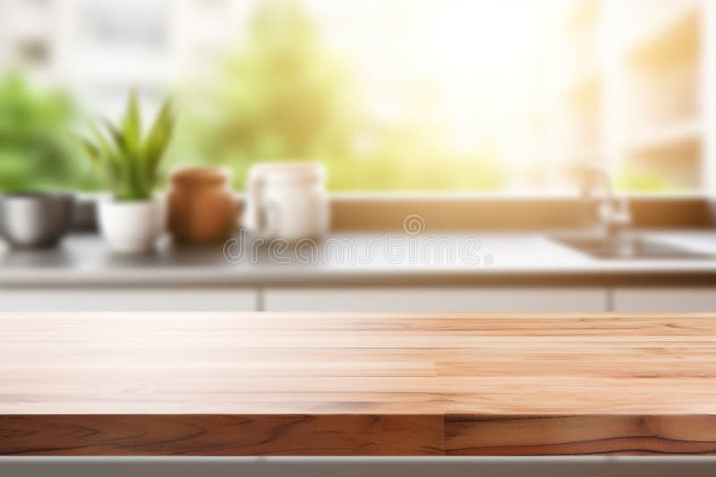 Modern Kitchen Counter with Sunlight Stock Photo - Image of home, fresh ...