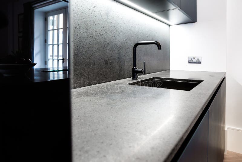 Modern Kitchen Counter and Tap Stock Image - Image of architecture ...