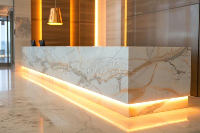 Modern Kitchen Counter White Marble Surface Led Lighting Stock Photos ...