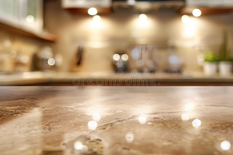 Modern Kitchen Countertop with Blurred Background - Stylish Interior ...