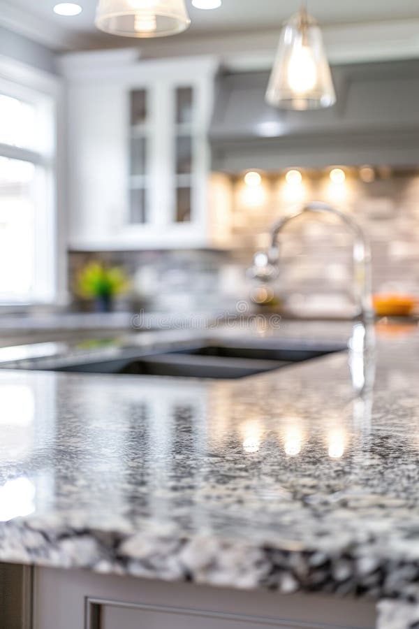 Modern Kitchen Countertop with Blurred Background - Stylish Interior ...