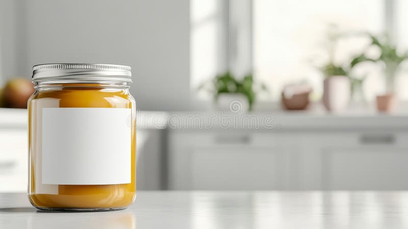 Modern Kitchen Countertop Features a Mason Jar Filled with Orange ...