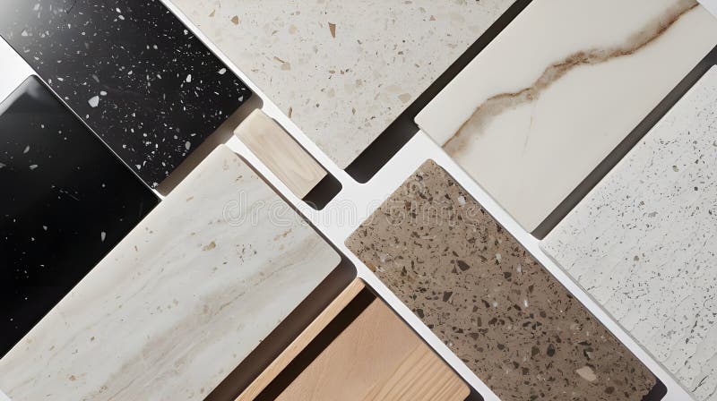 Modern Kitchen Countertop Samples Black White Beige and Brown Terrazzo ...