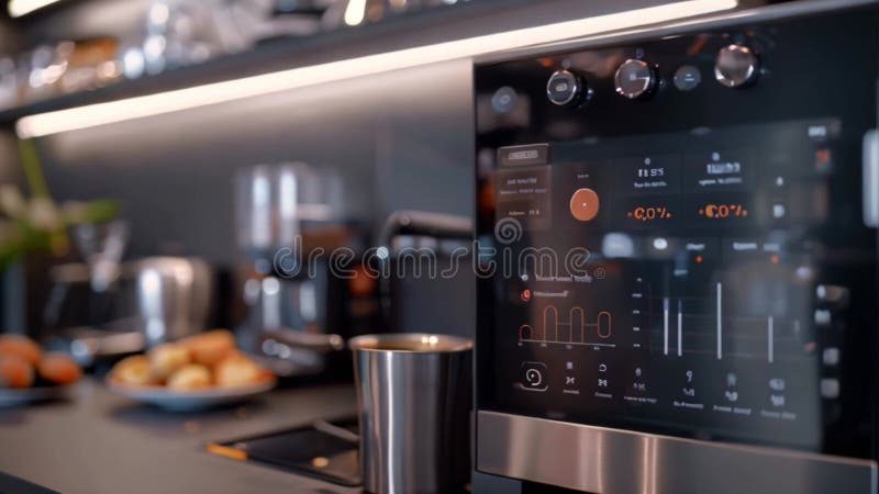 Modern Kitchen Countertop with Smart Coffee Machine Stock Footage ...