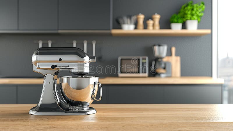 Modern Kitchen Countertop Microwave Blender Stand Mixer Stock Photos ...