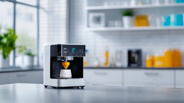 Modern Kitchen 3D Printer a Sleek White and Black 3D Printer Sits on a ...