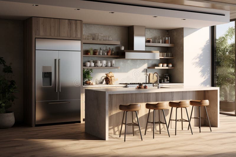 Modern Kitchen Design, Featuring a Spacious, Open Layout with a ...