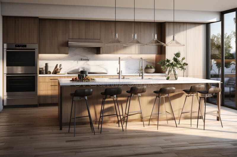 Modern Kitchen Design, Featuring a Spacious, Open Layout with a ...