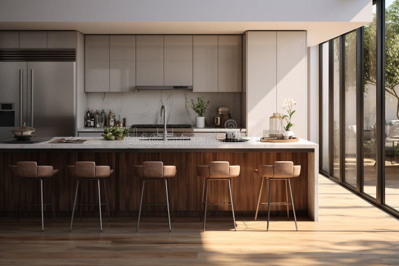 Modern Kitchen Design, Featuring a Spacious, Open Layout with a ...