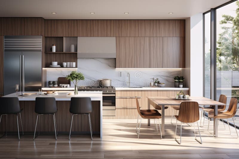 Modern Kitchen Design, Featuring a Spacious, Open Layout with a ...