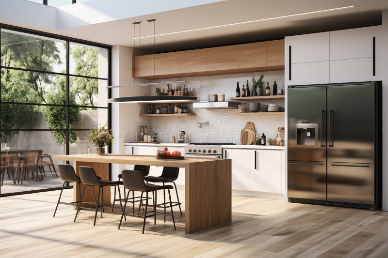 Modern Kitchen Design, Featuring a Spacious, Open Layout with a ...