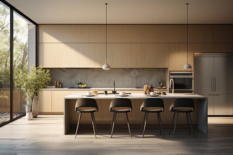 Modern Kitchen Design, Featuring a Spacious, Open Layout with a ...