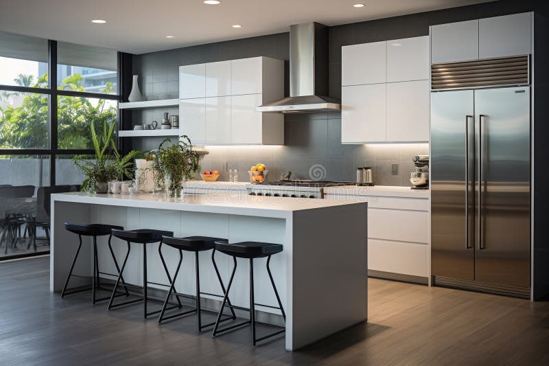 Modern Kitchen Design, Featuring a Spacious, Open Layout with a ...