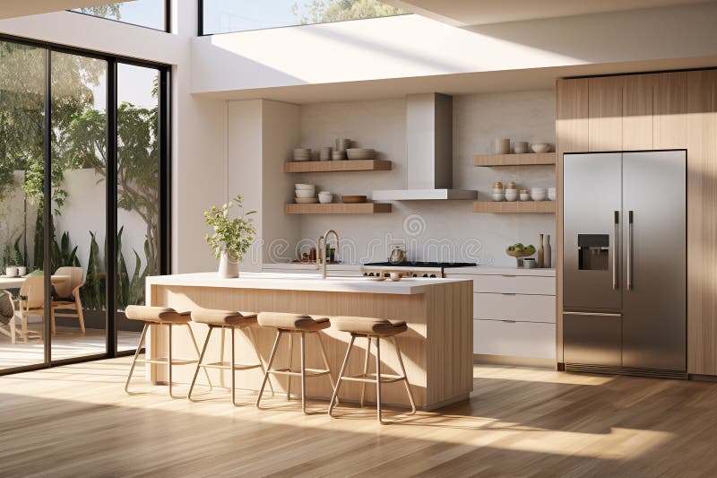 Modern Kitchen Design, Featuring a Spacious, Open Layout with a ...