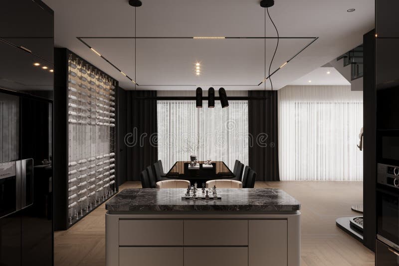 Modern Kitchen Design, Featuring a Spacious, Open Layout with a ...