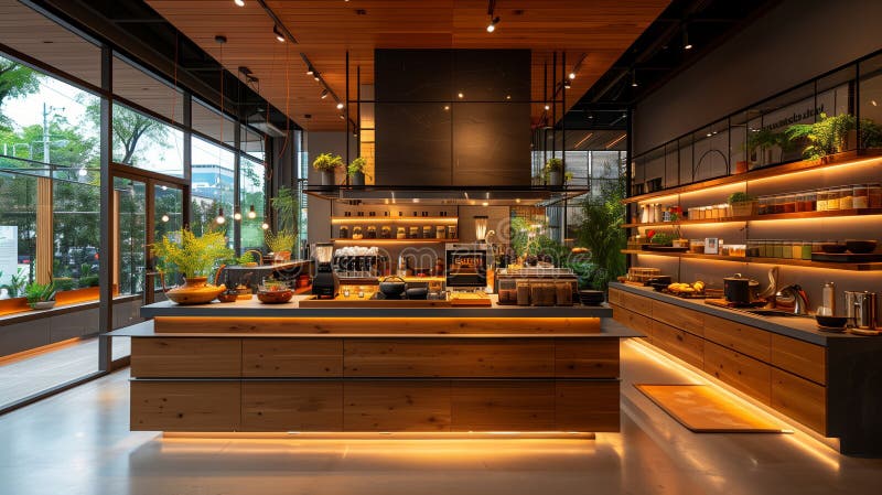 Modern Kitchen Design Featuring Tea Station and Natural Elements in ...