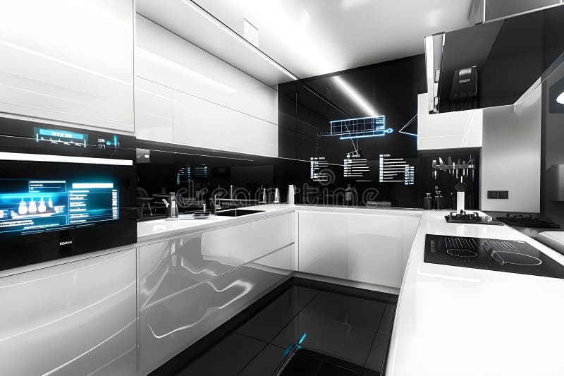 Modern Kitchen Design with Holographic Technology, Including Hologram ...