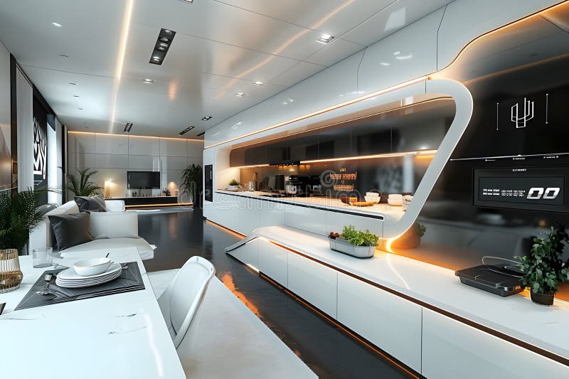 Modern Kitchen Design with Holographic Technology, Including Hologram ...