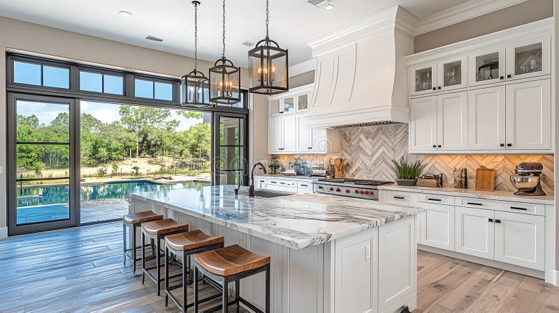 Modern Kitchen Design with Open Floor Plan Stock Illustration ...