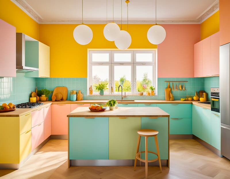 Modern Kitchen Design with a Touch of Pastel Colors that are Bright and ...