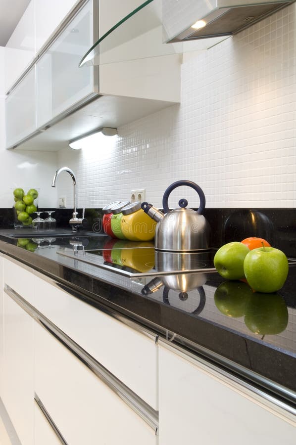Modern kitchen detail stock photo. Image of cabinet, architecture ...