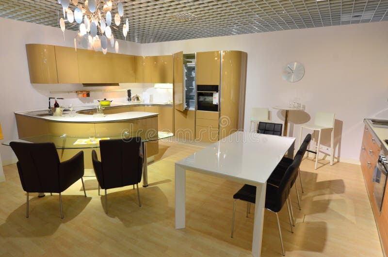 Modern Kitchen with Dining Area Stock Photo - Image of dining ...