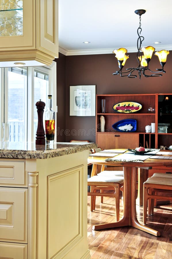 Modern Kitchen and Dining Room Interior Stock Photo - Image of ...