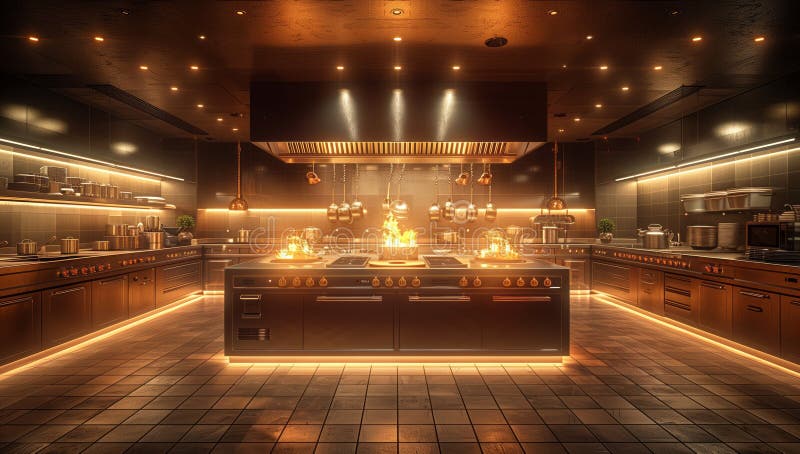 The Modern Kitchen Has Sleek Appliances and Ambient Lighting, Creating ...