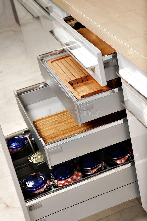 Elegant kitchen drawers stock image. Image of minimalist - 29867685