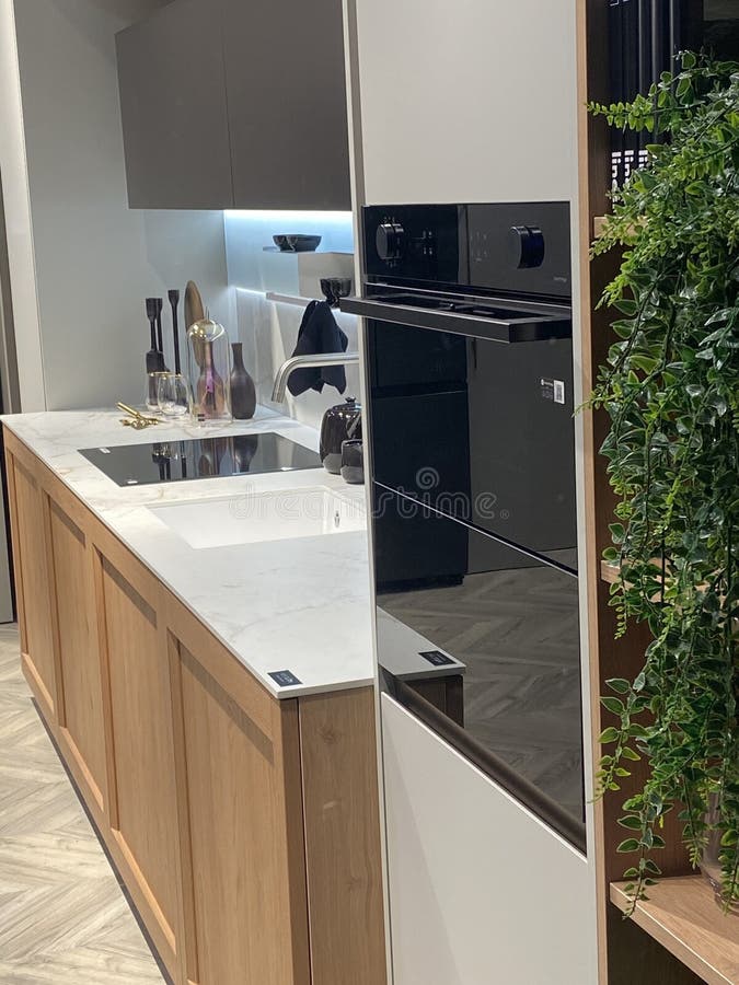 Modern Kitchen with Electric Oven Stock Image - Image of oven, modern ...